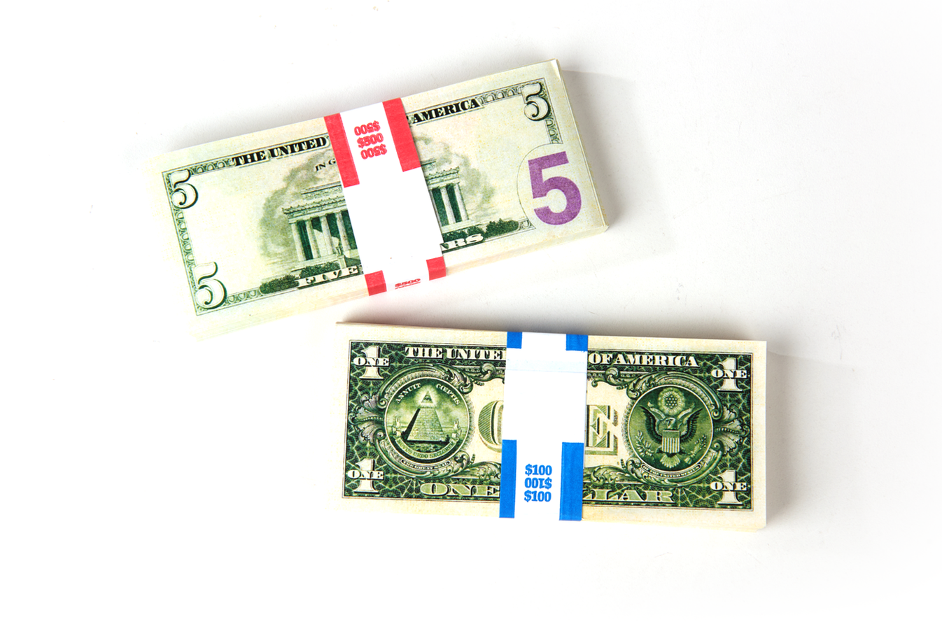 Full Print $600: 1 Stack of 5s and 1s Prop Money from Strobeprops ...