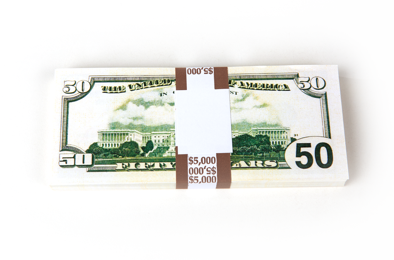 Full Print $5,000 - 1 Stack of 50s Prop Money from Strobeprops ...